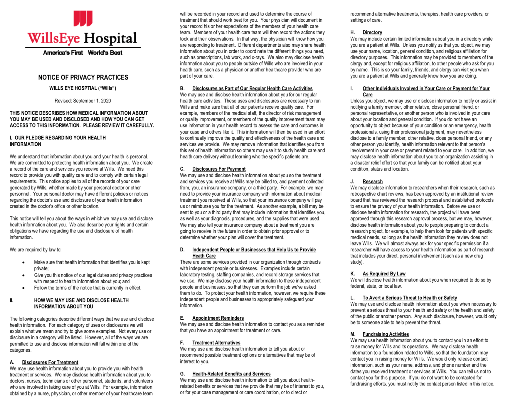 Patient Privacy Practices | Wills Eye Hospital